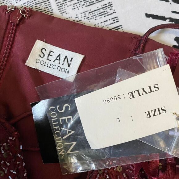 Sean Collection | Dresses | Sean Collection Womens Red Beaded Mini Midi Dress Prom Formal Nwt ...